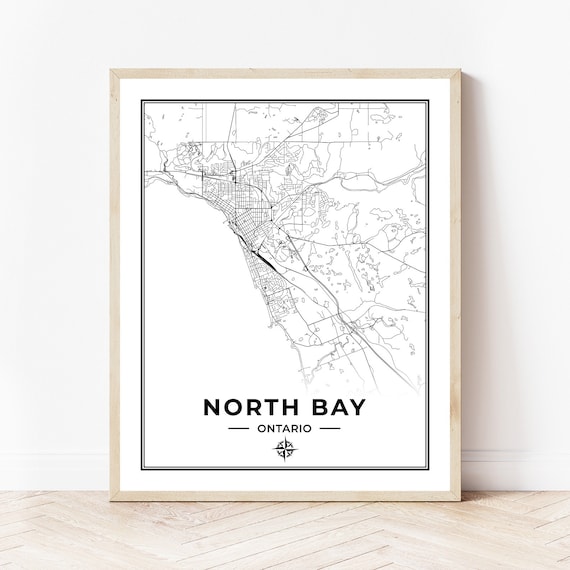 North Bay Map Print Map of North Bay Ontario Black & White | Etsy Canada