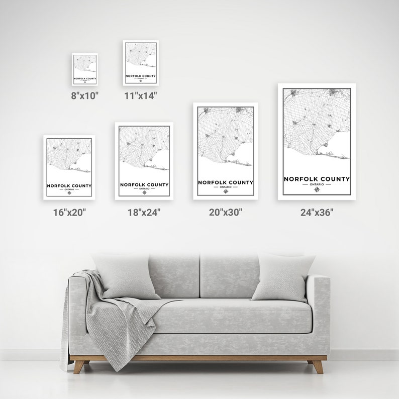 Norfolk County Map Print | Map of Norfolk County Ontario | Black ...