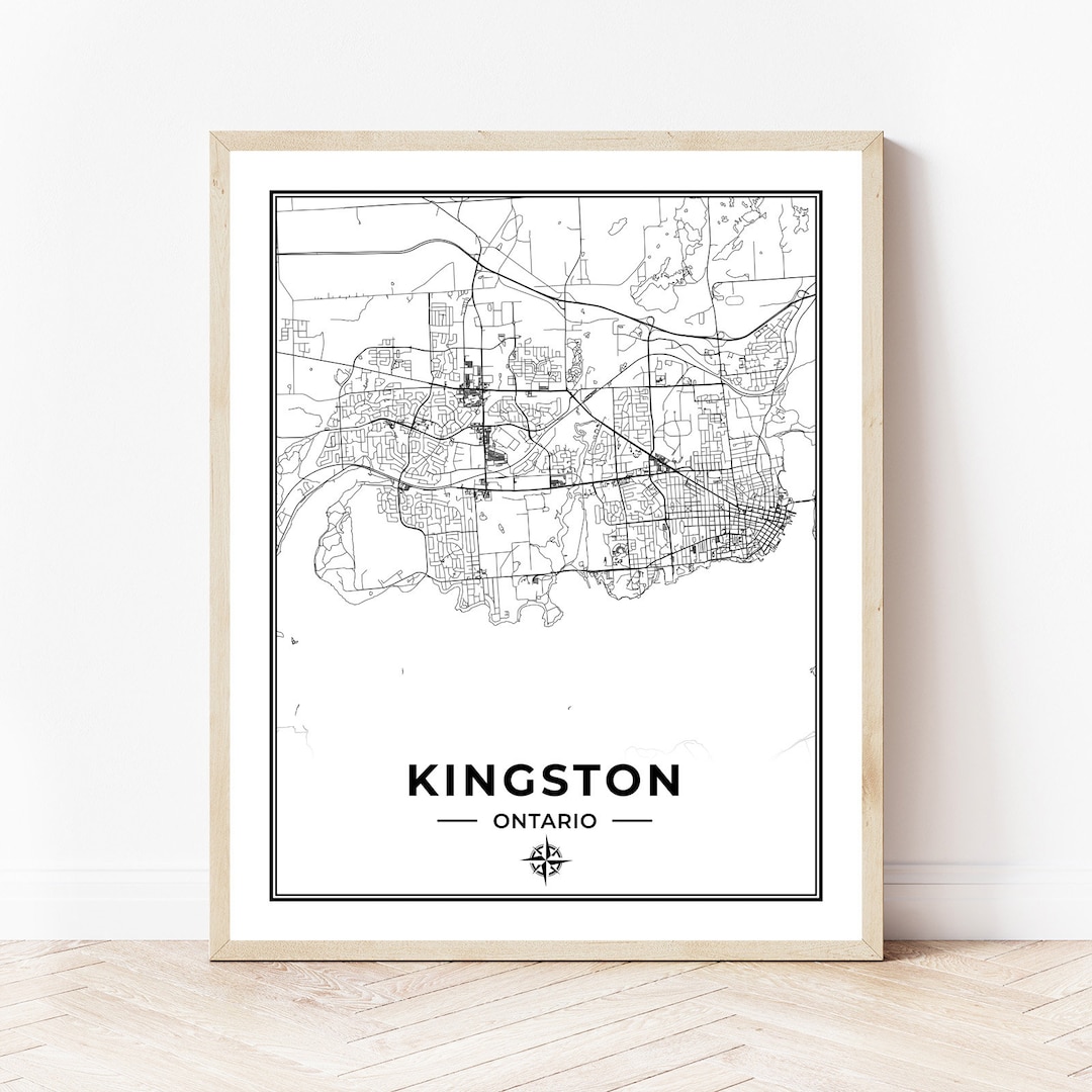 Kingston Map Print | Map of Kingston Ontario | Black & White | Digital ...