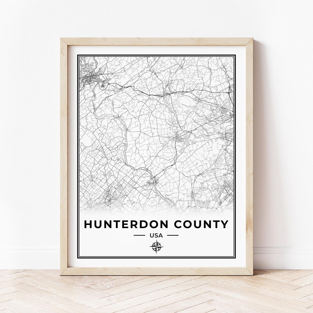 Hunterdon Map Print | Map of Hunterdon New Jersey | Digital Download - Etsy