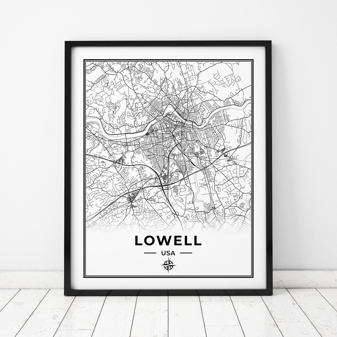Lowell Map Print | Map of Lowell Massachusetts | Digital Download - Etsy