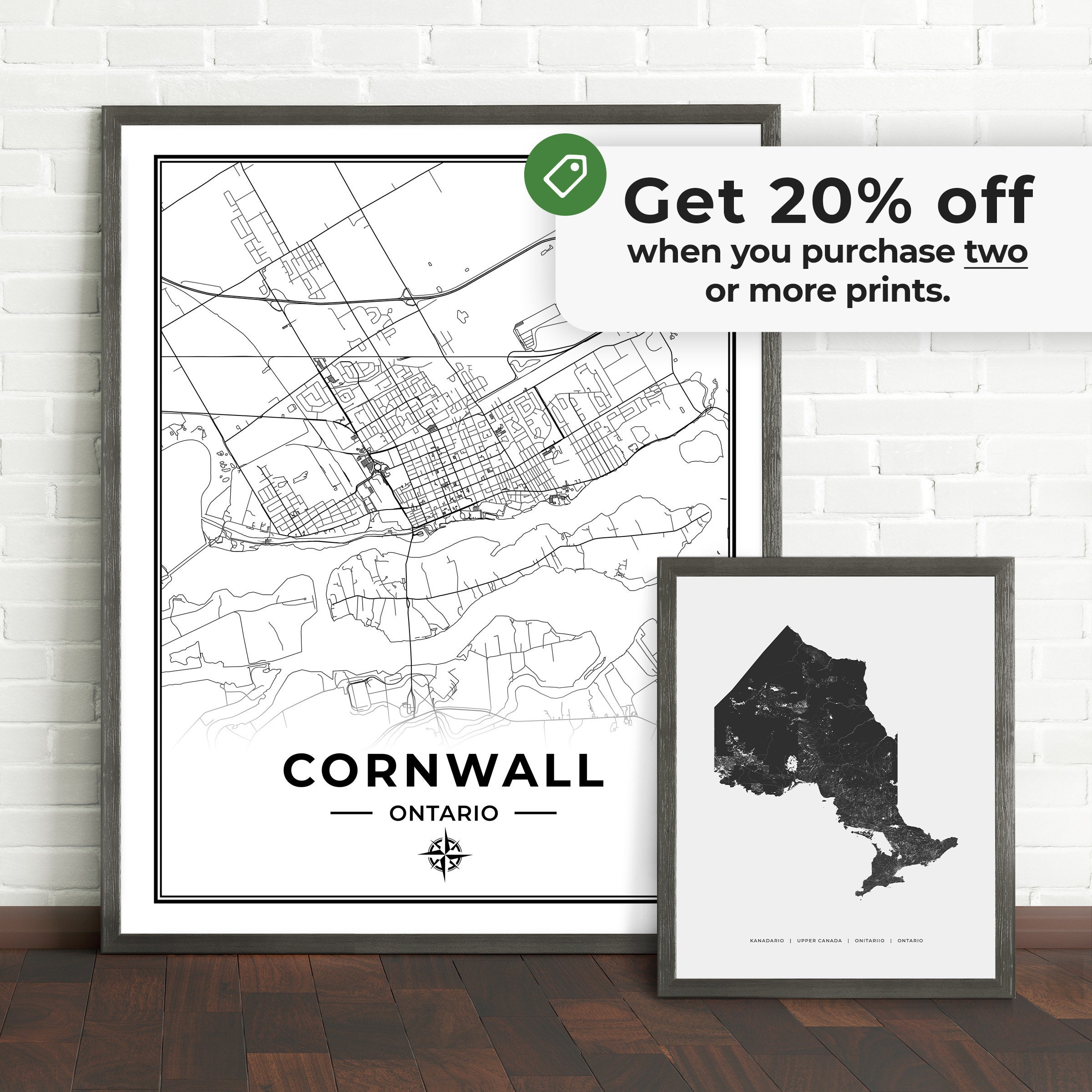 Cornwall Map Print Map of Cornwall Ontario Black & White - Etsy
