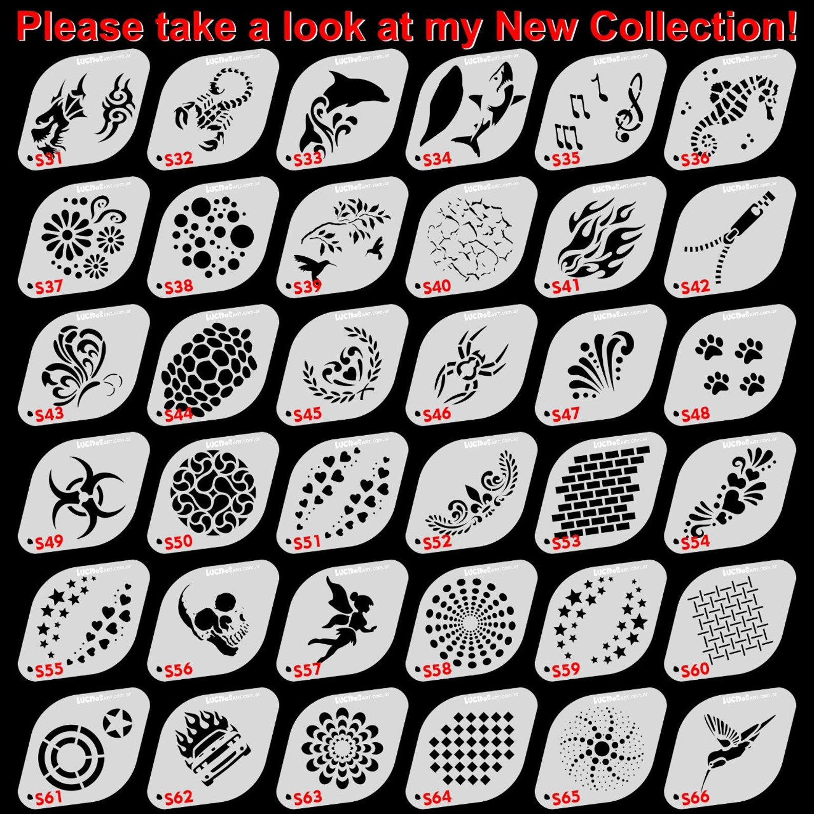 Forehead Decoration Pattern Brand New Stencil Template, Plantilla ...