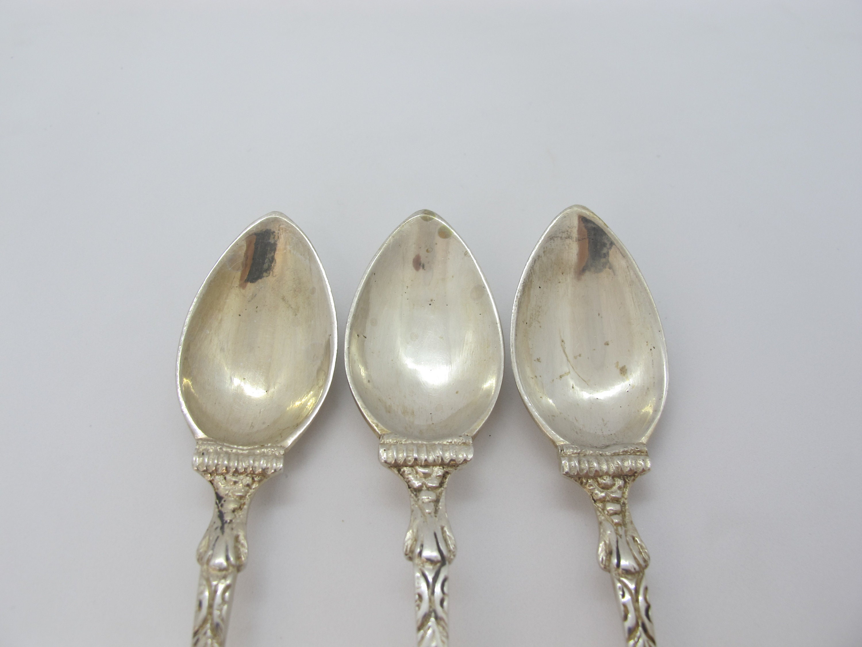 800 Silver Set of 3 Spoons Double Head Eagle on Handle Collectible ...