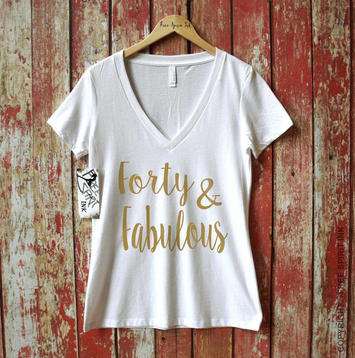 Forty And Fabulous V Neck Shirt 40th B Day Shirt 40th Etsy