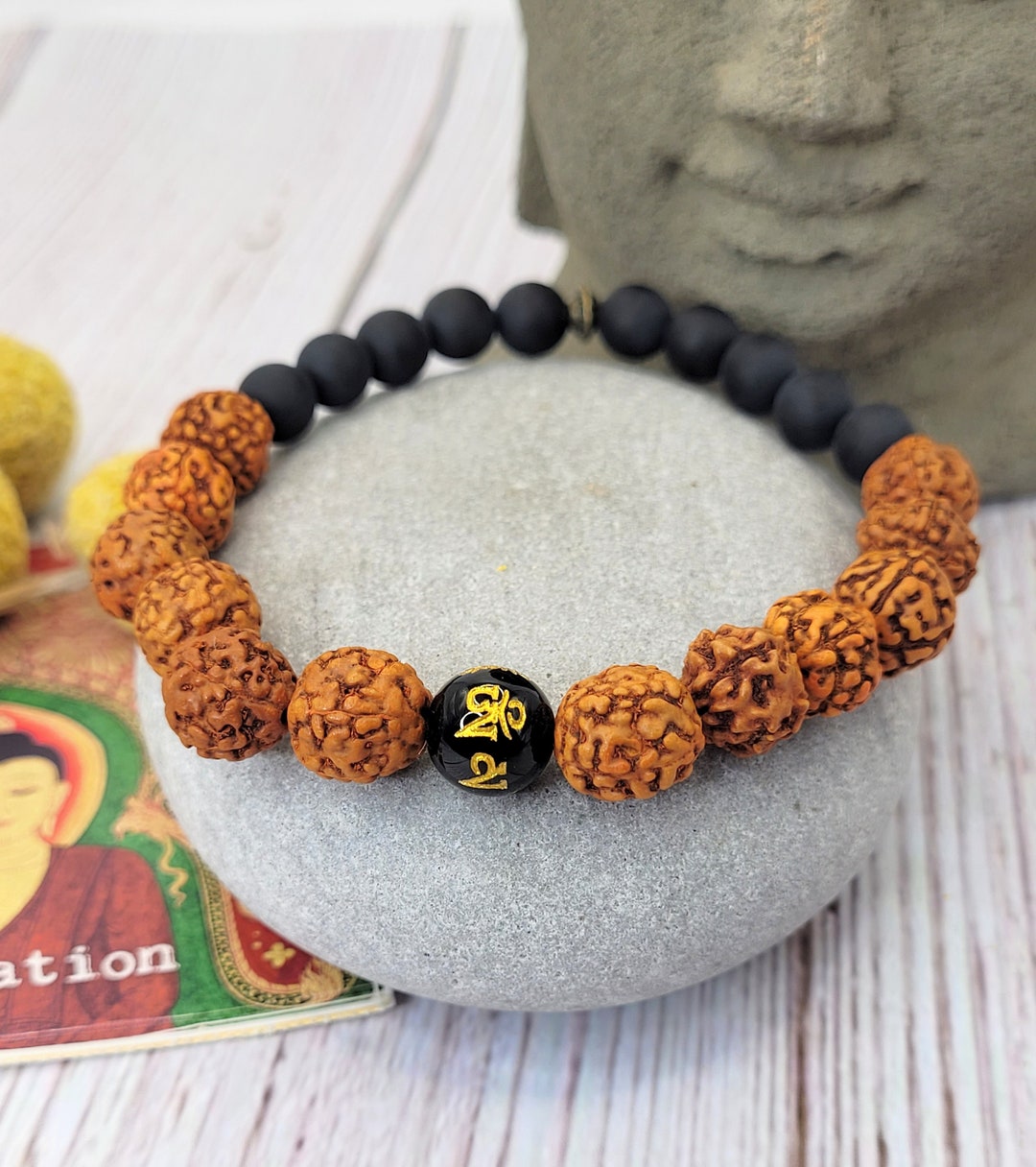5 Mukhi Rudraksha Prayer Beads, Yoga Mala Bracelet, Yoga and Meditation ...