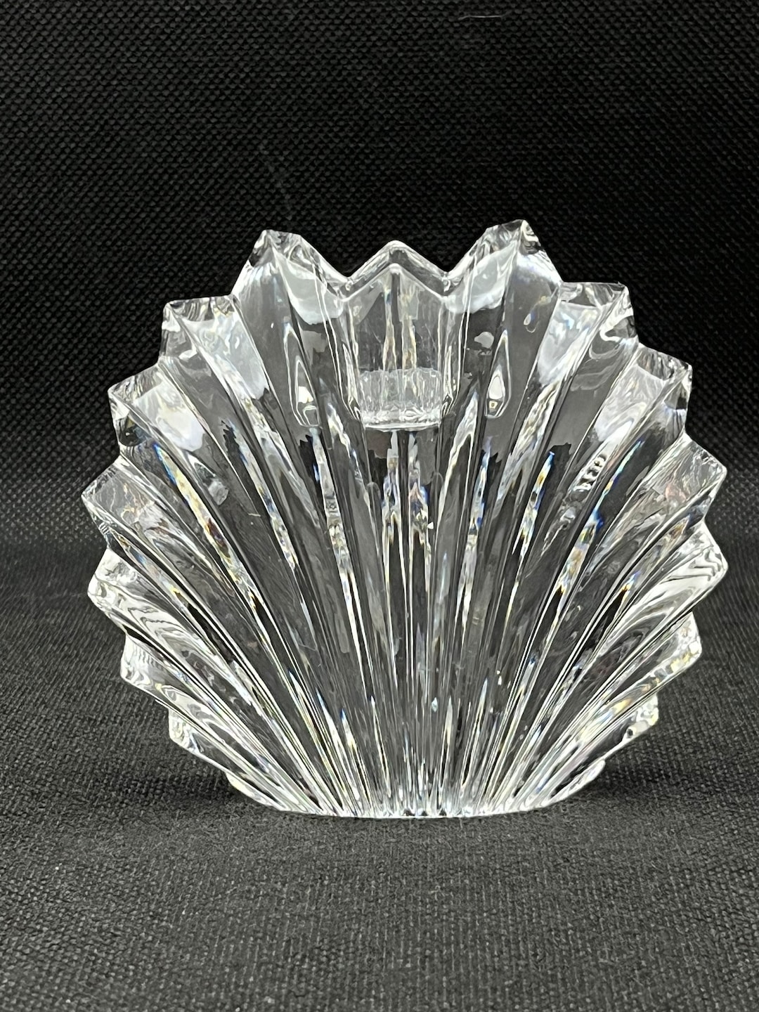 Vintage Clear Glass Clam Shell Tapers Candle Holder - Etsy