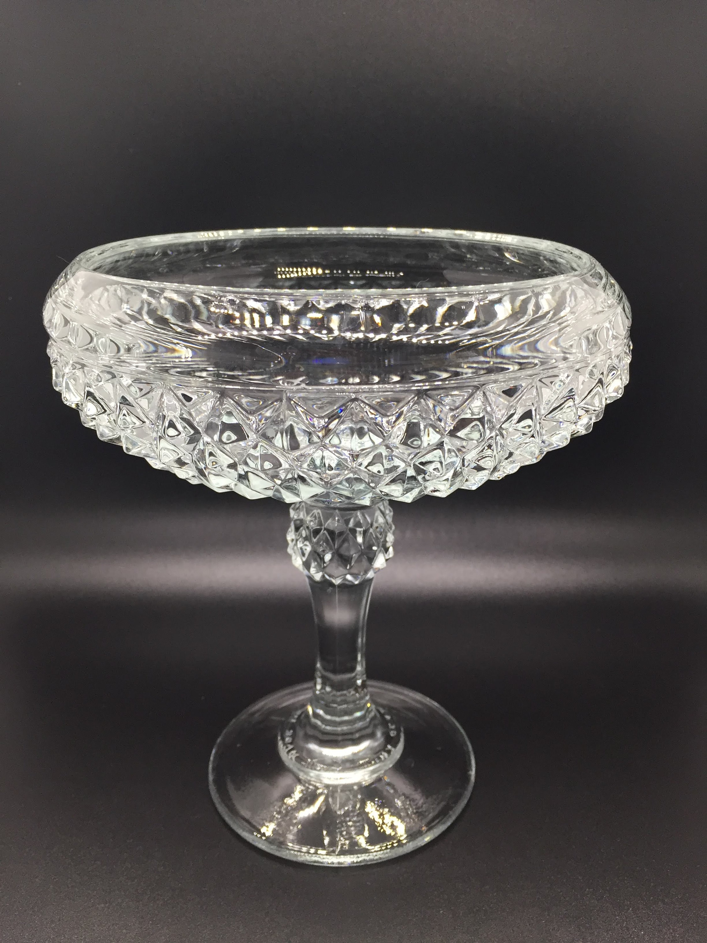 Vintage Indiana Glass Diamond Cut Pedestal Candy Dish | Etsy