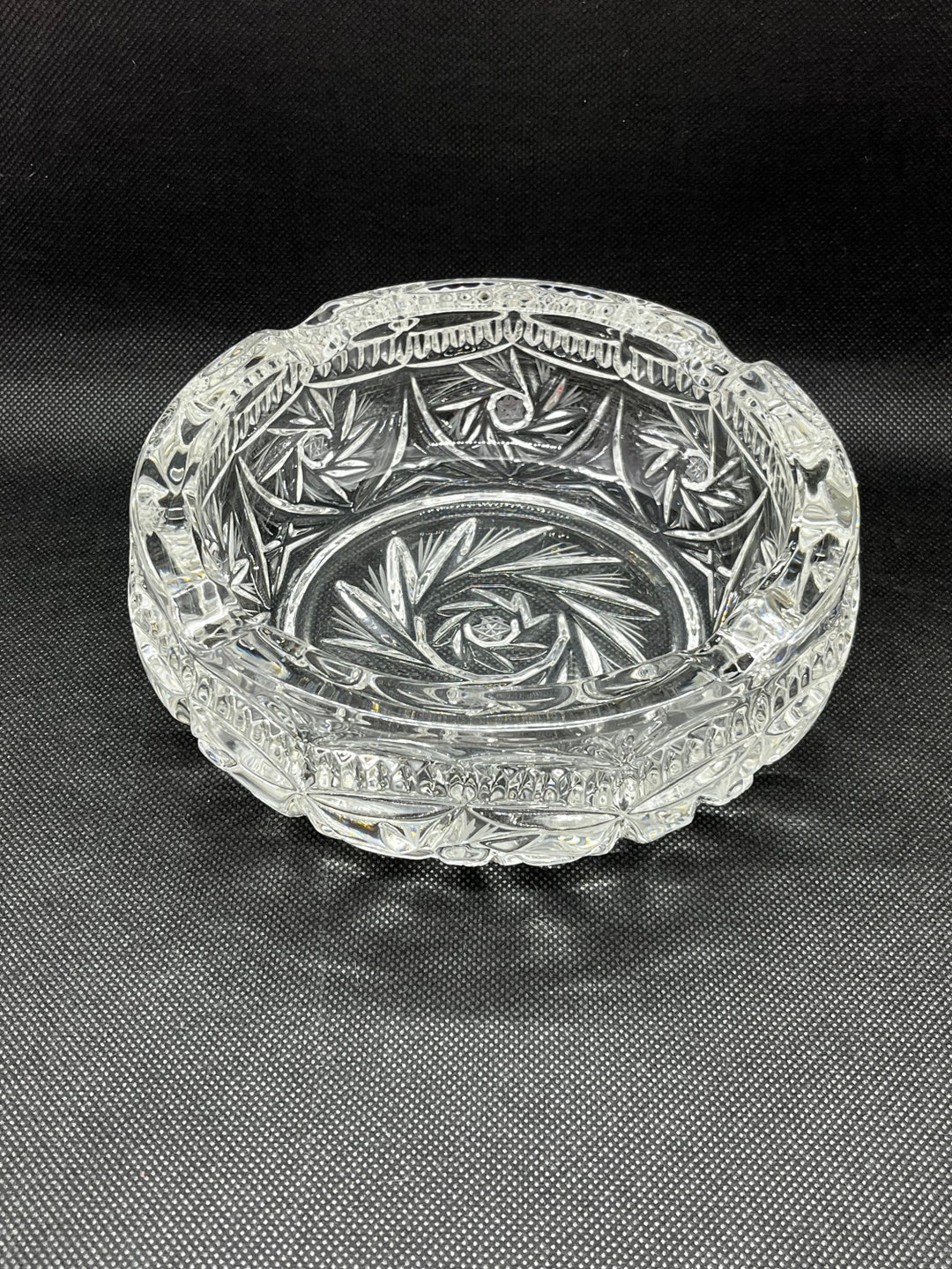 Vintage Crystal Ashtray - Pinwheel Pattern - Etsy