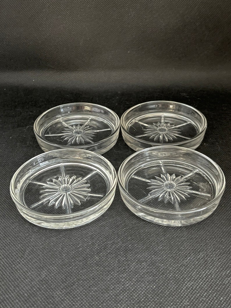 Vintage Glass Coasters, Starburst Design, Set of 4 - Etsy