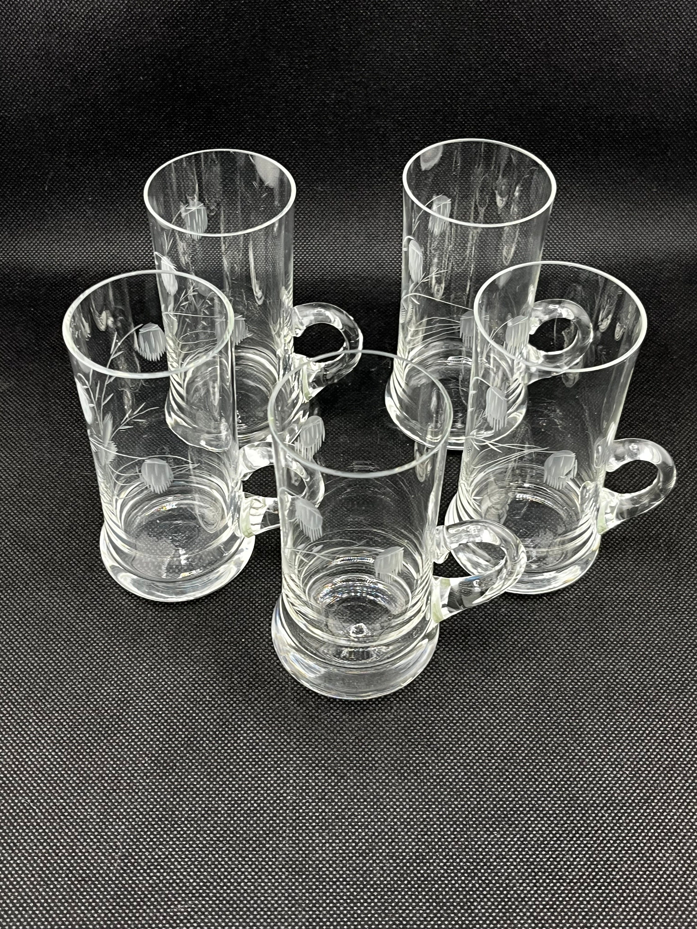 Pasabahce Etched Double Shot Glass With Handle, Vintage Made in Turkey ...