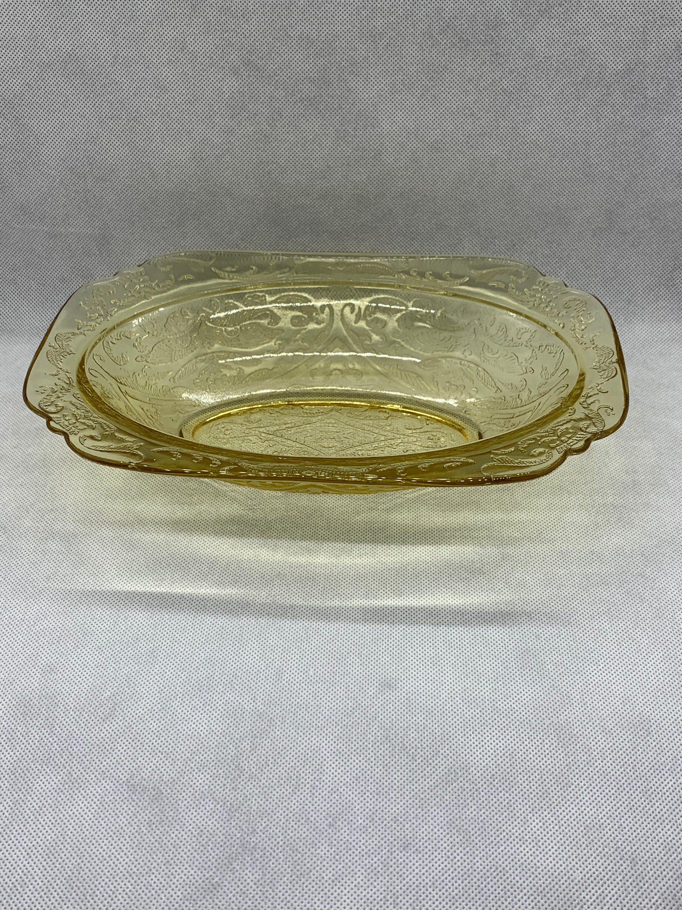 Madrid Pattern Depression Glass Amber Oval Bowls Square With - Etsy