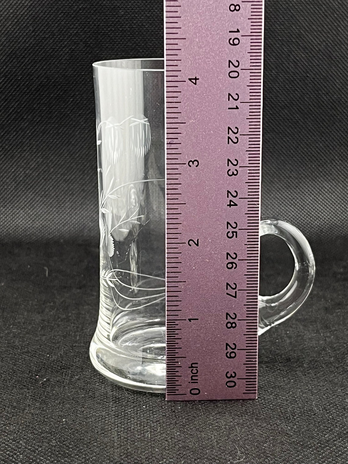 Pasabahce Etched Double Shot Glass With Handle, Vintage Made in Turkey ...