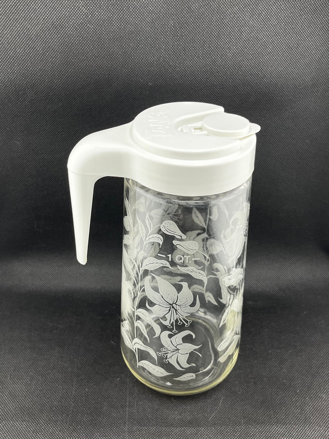 Vintage Tang Quart Glass Pitcher With Snap Lid White - Etsy