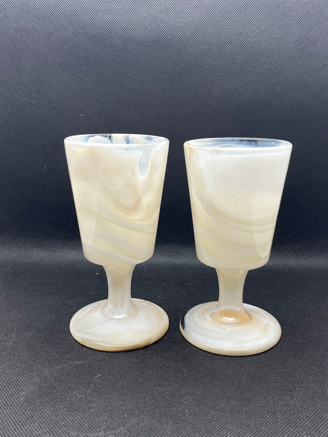 Vintage Caramel Slag Goblets Set of 2 - Etsy