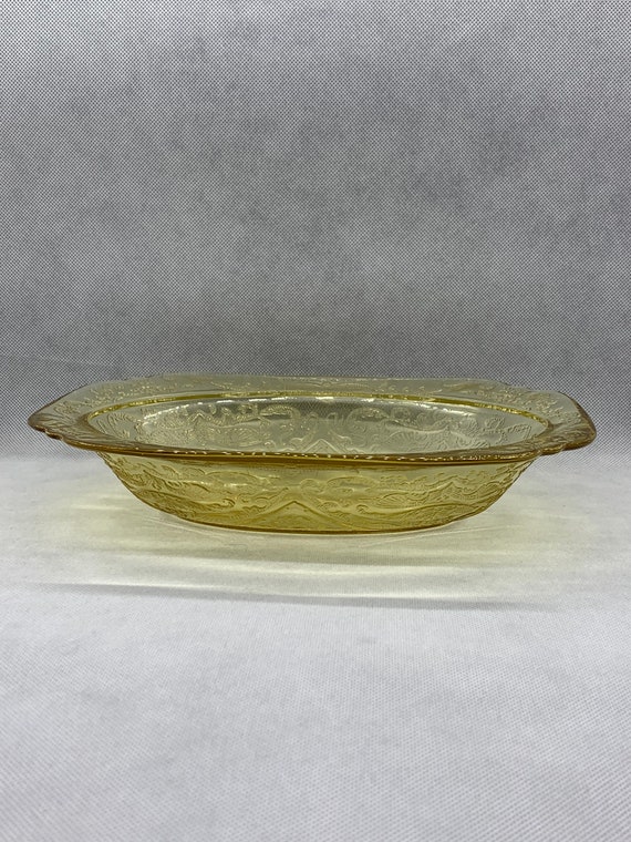 Madrid Pattern Depression Glass Amber Oval Bowls Square With - Etsy