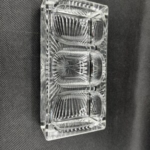 Vintage Glass Triple Section Starburst Pattern Glass Rectangle ...