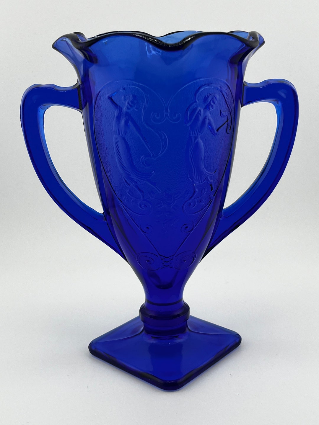 Vintage Two Handle Trophy Style Vase With Embossed With Dancing Nymphs ...