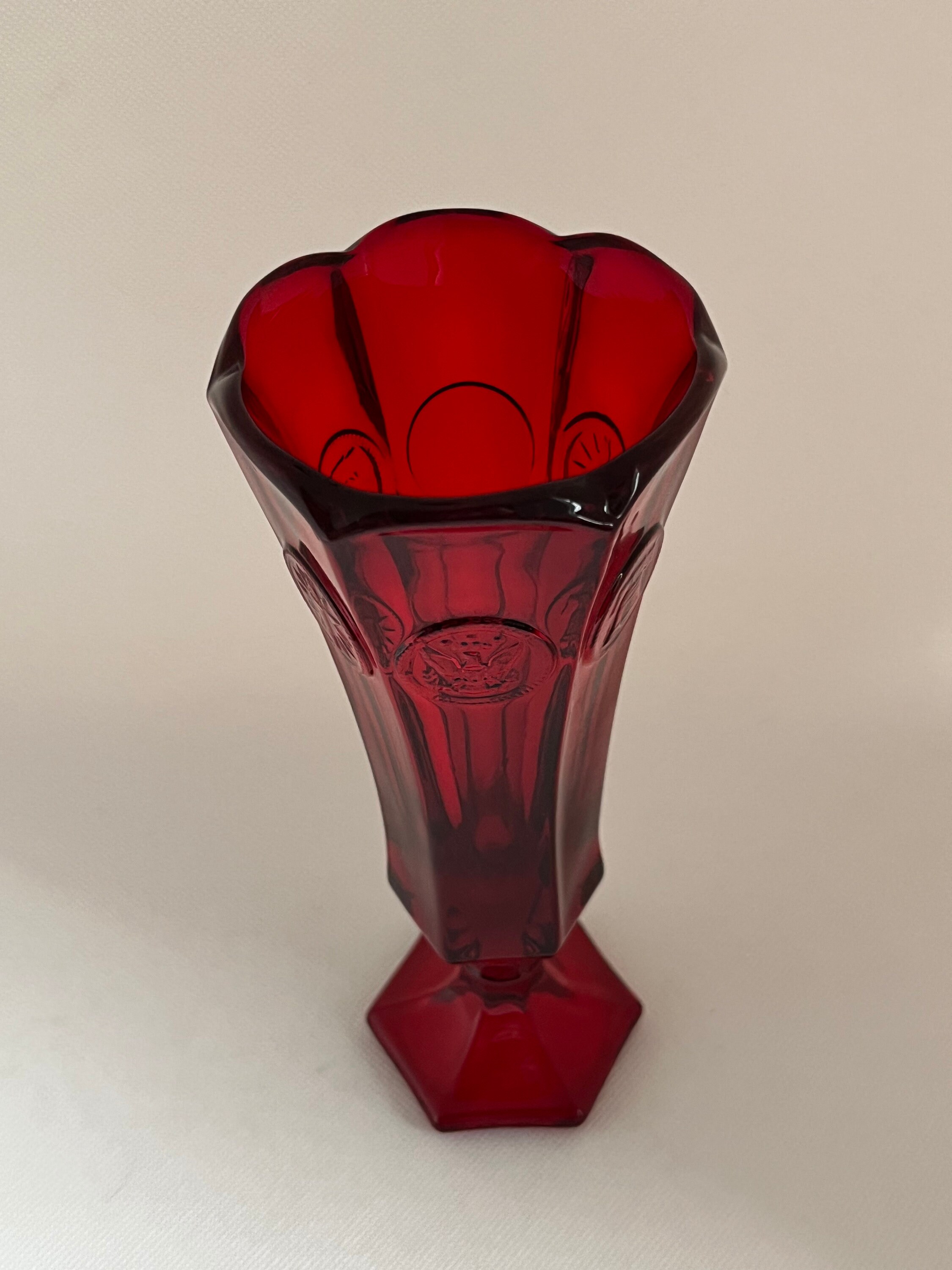 Vintage Fostoria Red Ruby Coin Vase - Etsy