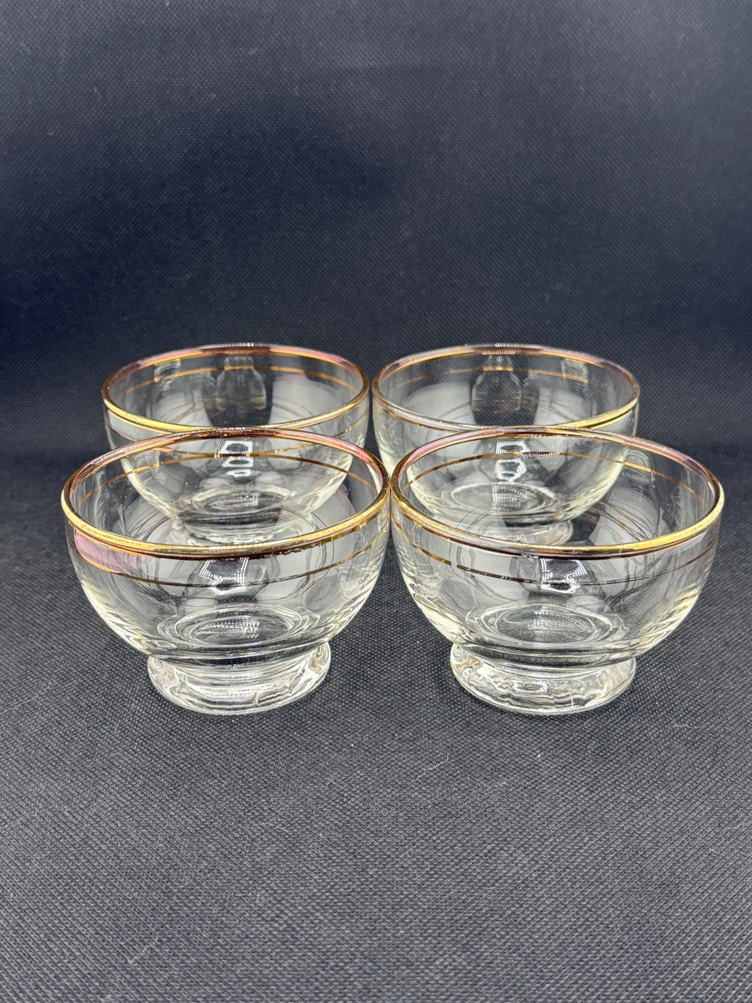 Vintage Footed Custard Cups Clear Glass With Gold Rim Set of 4 - Etsy