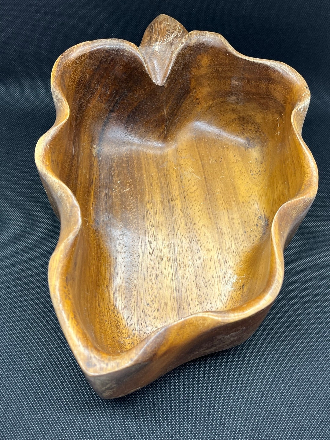 Vintage Large Monkey Pod Wood Hand Carved Wavy Leaf Serving Bowl - Etsy