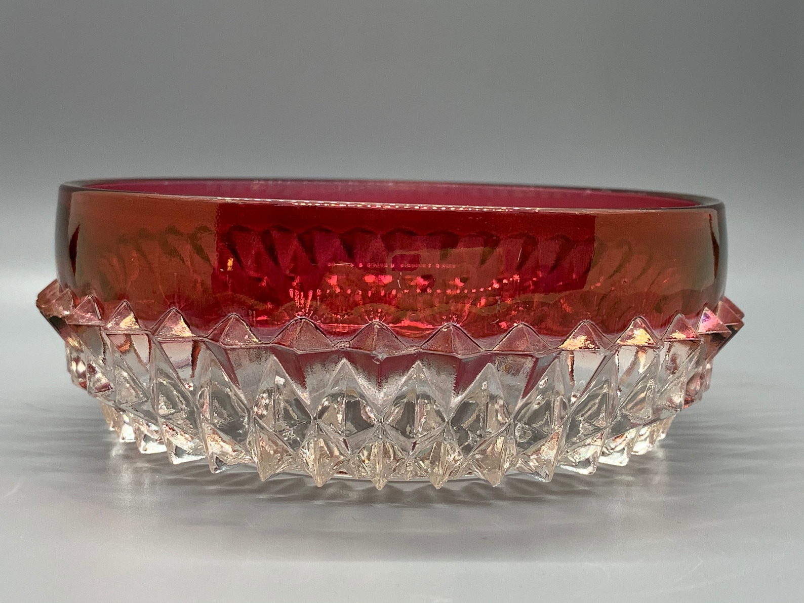 Vintage Indiana Glass Diamond Point Ruby Red Flash Candy Dish | Etsy
