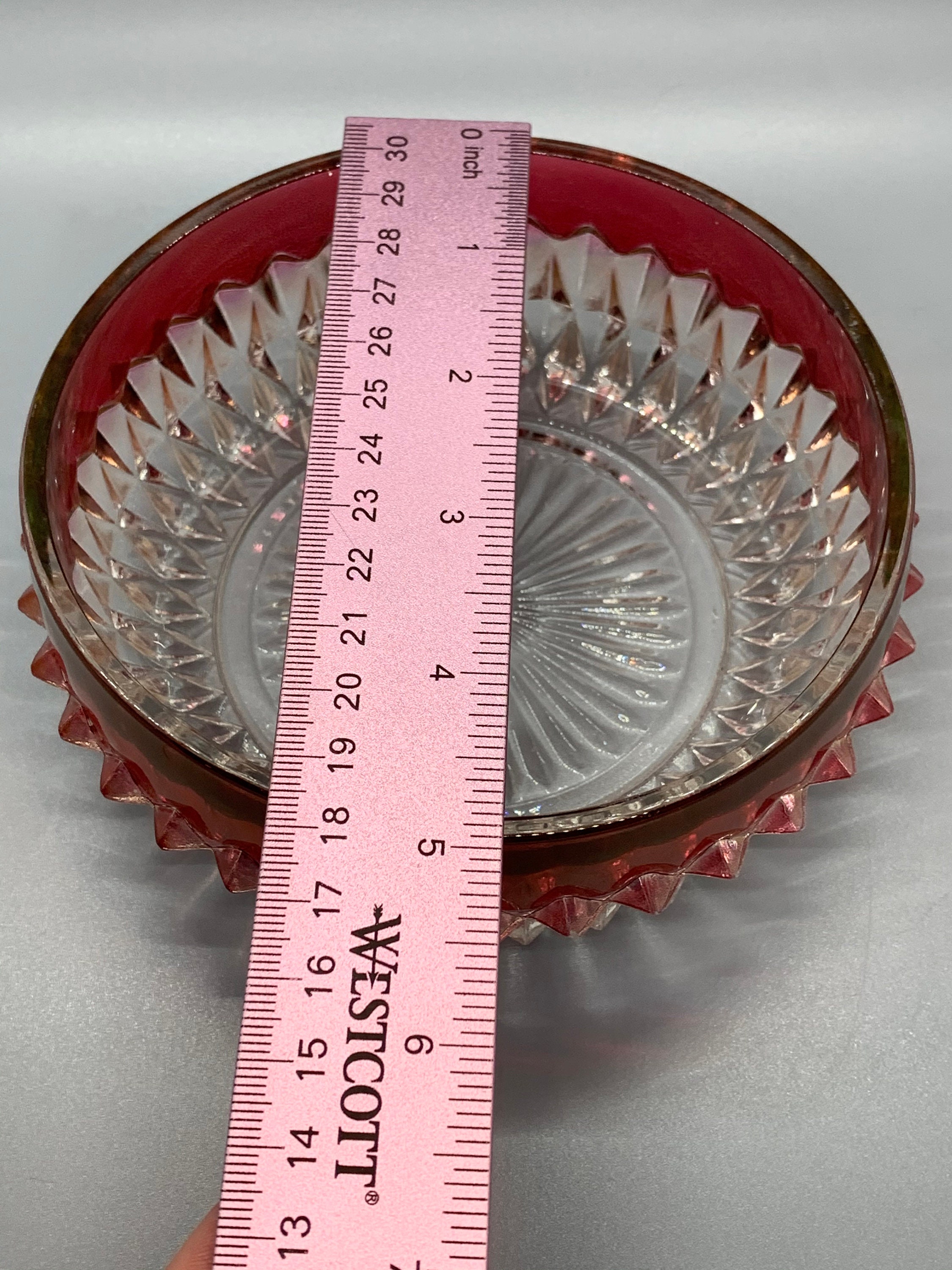 Vintage Indiana Glass Diamond Point Ruby Red Flash Candy Dish | Etsy