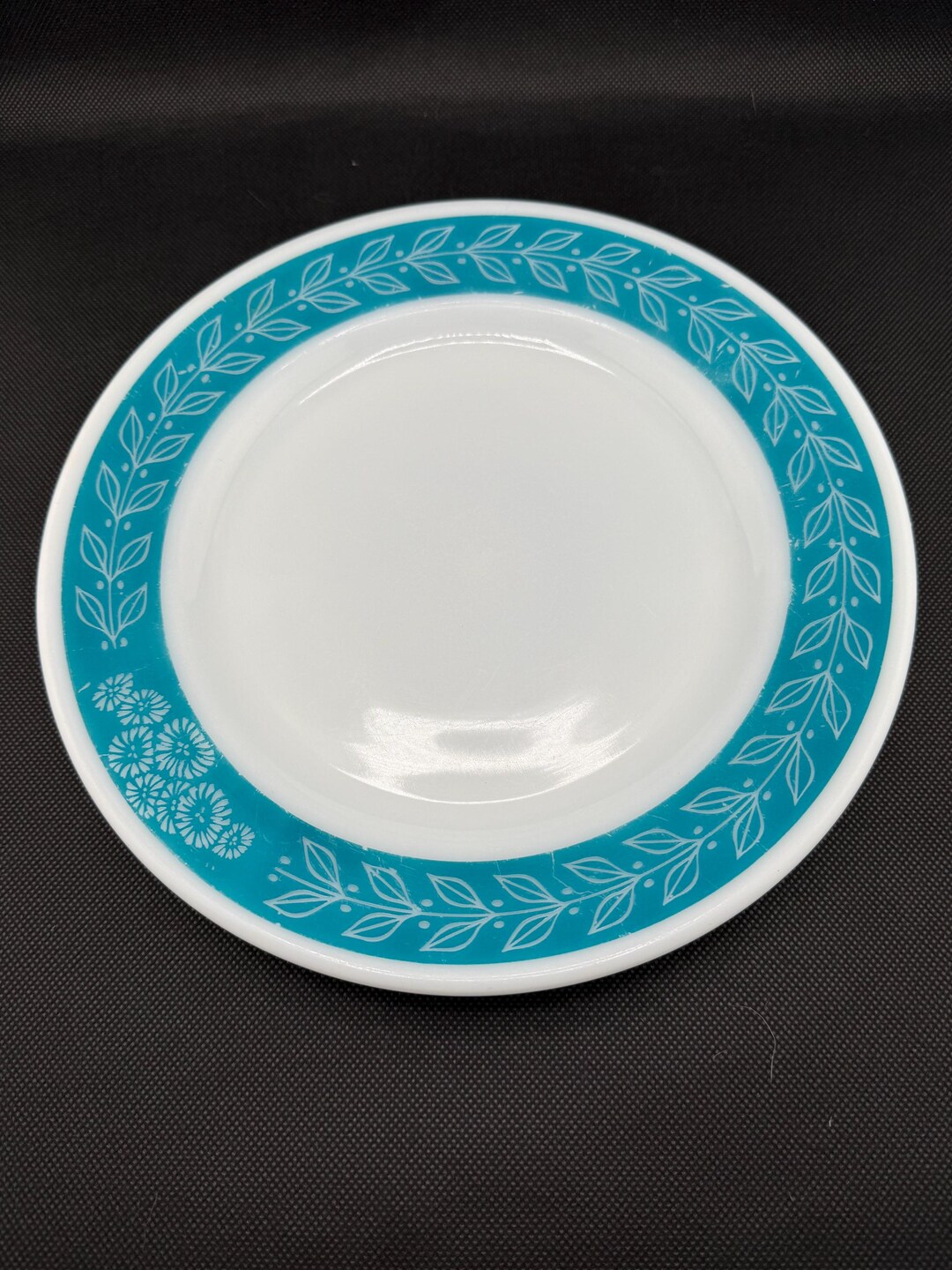 Vintage Laurel Milk Glass Green and Turquoise Single Dinner Plate by ...