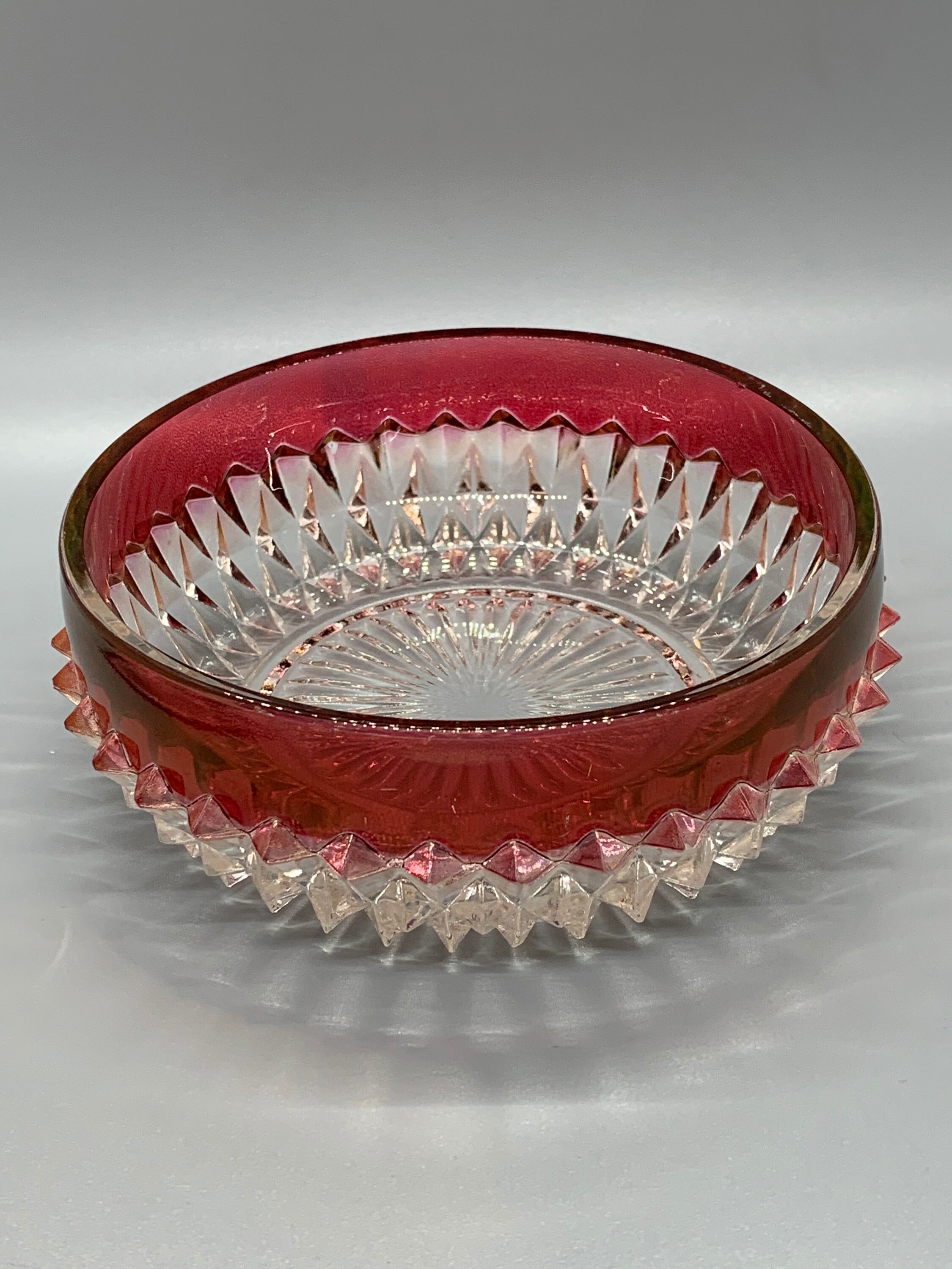 Vintage Indiana Glass Diamond Point Ruby Red Flash Candy Dish | Etsy