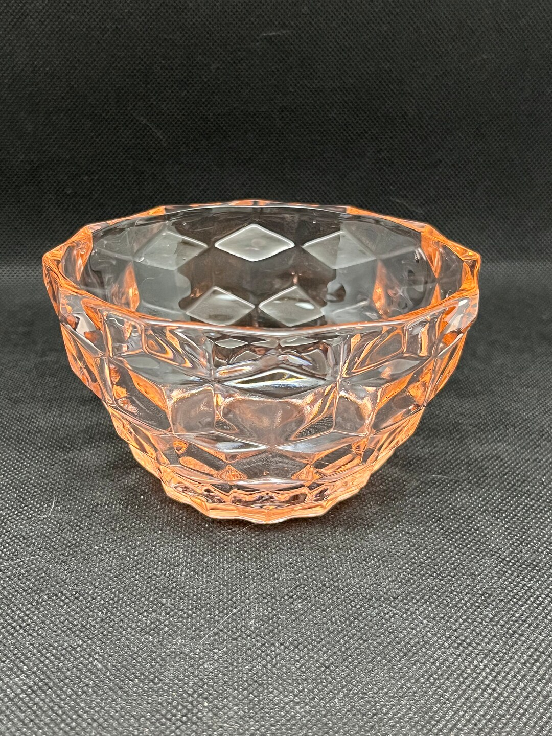 Vintage Pink Depression Glass Jeannette Glass Cube Cubist Cubic Pattern ...