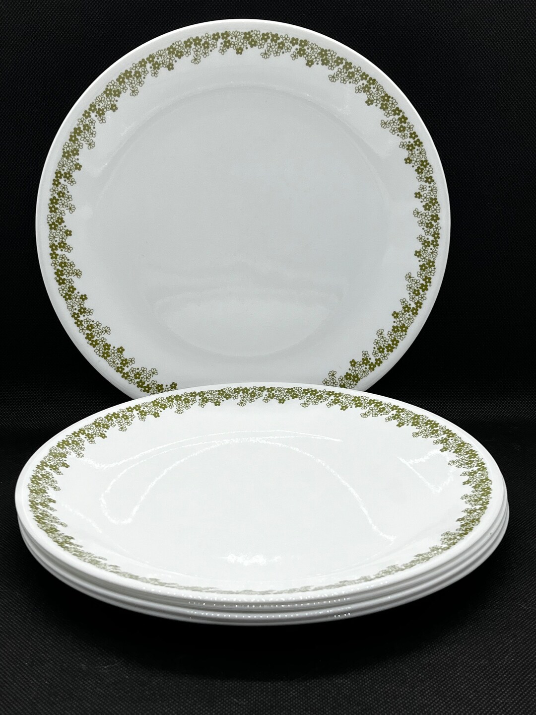Vintage Corelle Spring Blossom Dinner Plates by Corning, Pretty Green ...