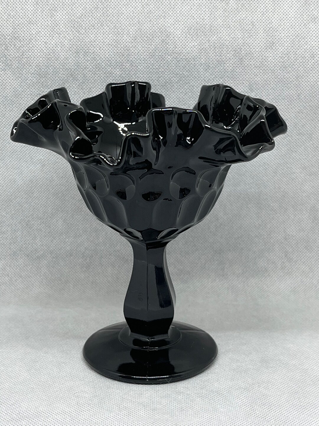 Vintage Fenton Black Thumbprint Pedestal Compote Dish - Etsy