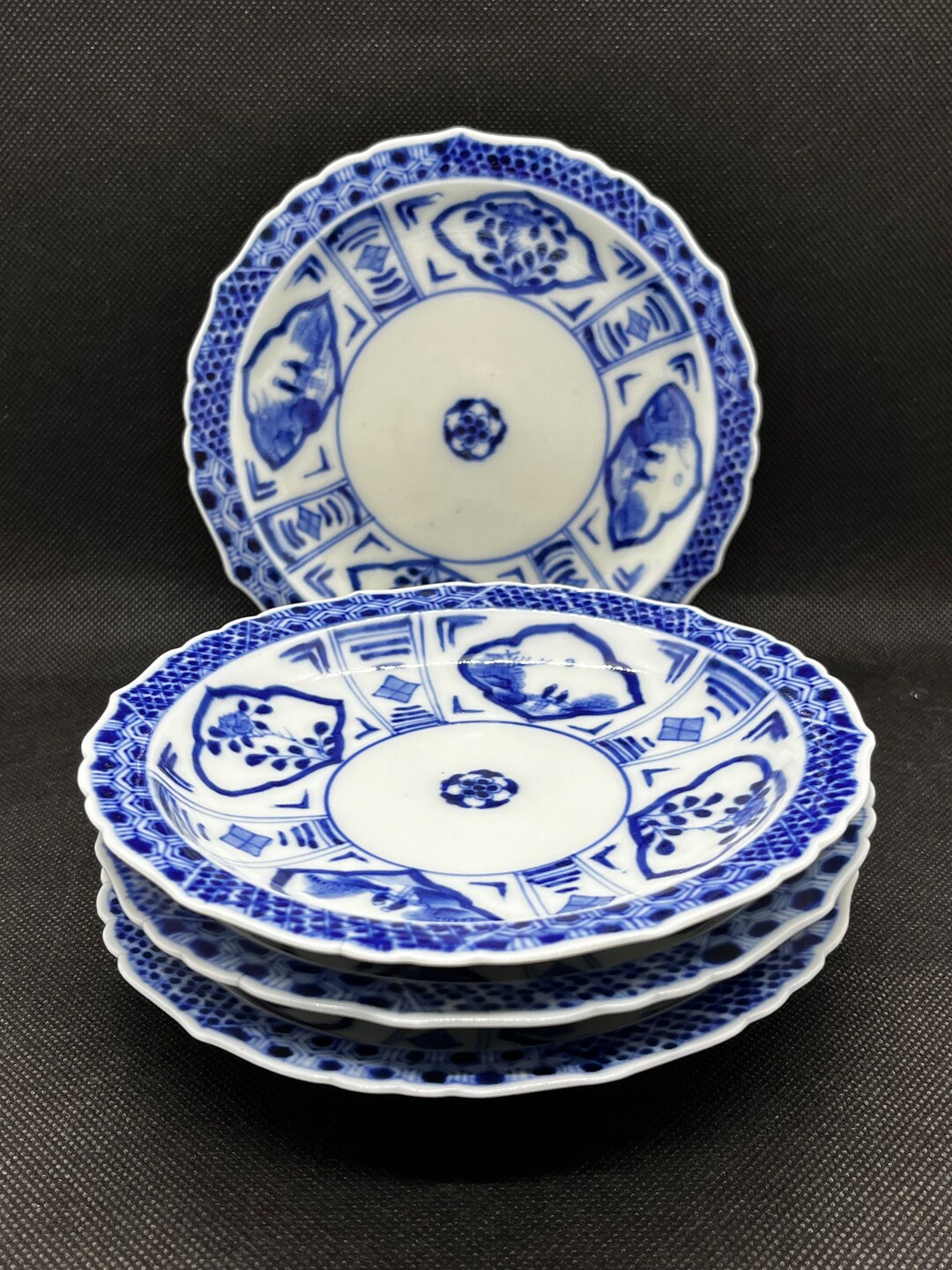 Vintage Chinese Blue and White Porcelain Plates Set of 4 - Etsy UK