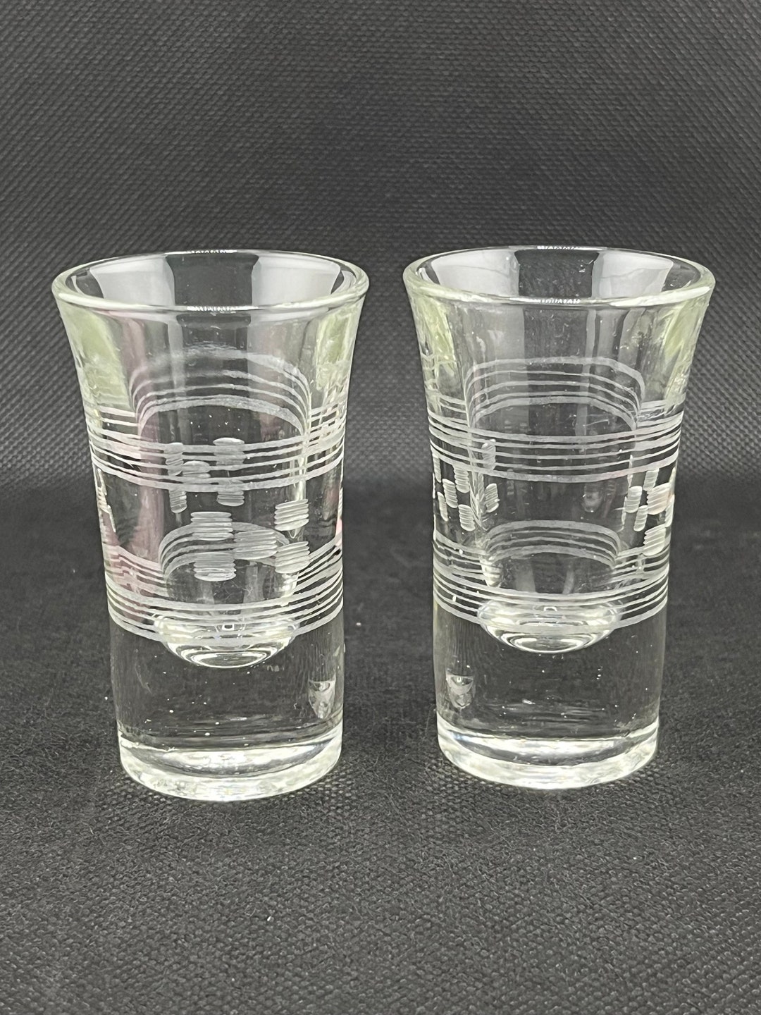 Vintage Etched Heavy Shot Glasses - Set of 2 - Etsy