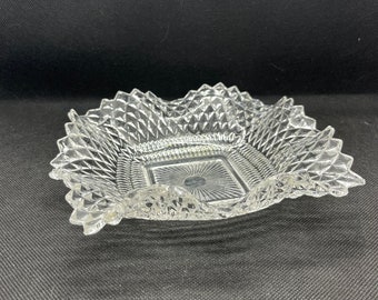 Cut Glass Candy Dishes 1960's Diamond Cut Ruffle Edge Indiana Glass ...