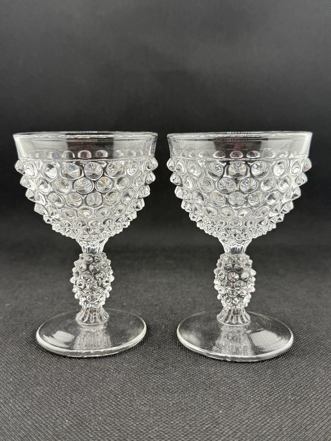 Vintage Duncan & Miller Hobnail Clear Pair of Cocktail / Cordial ...