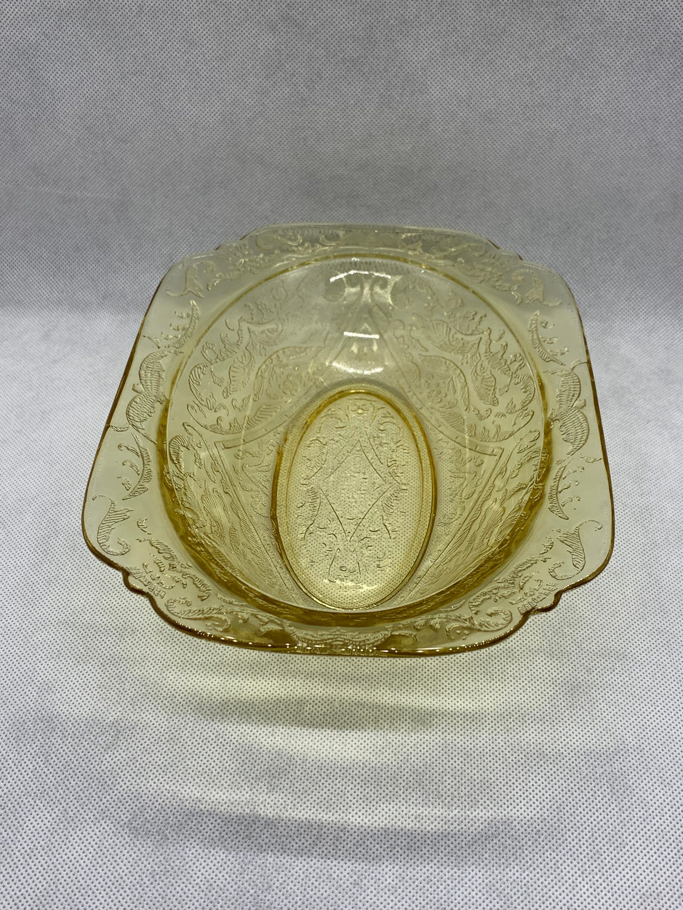 Madrid Pattern Depression Glass Amber Oval Bowls Square With - Etsy