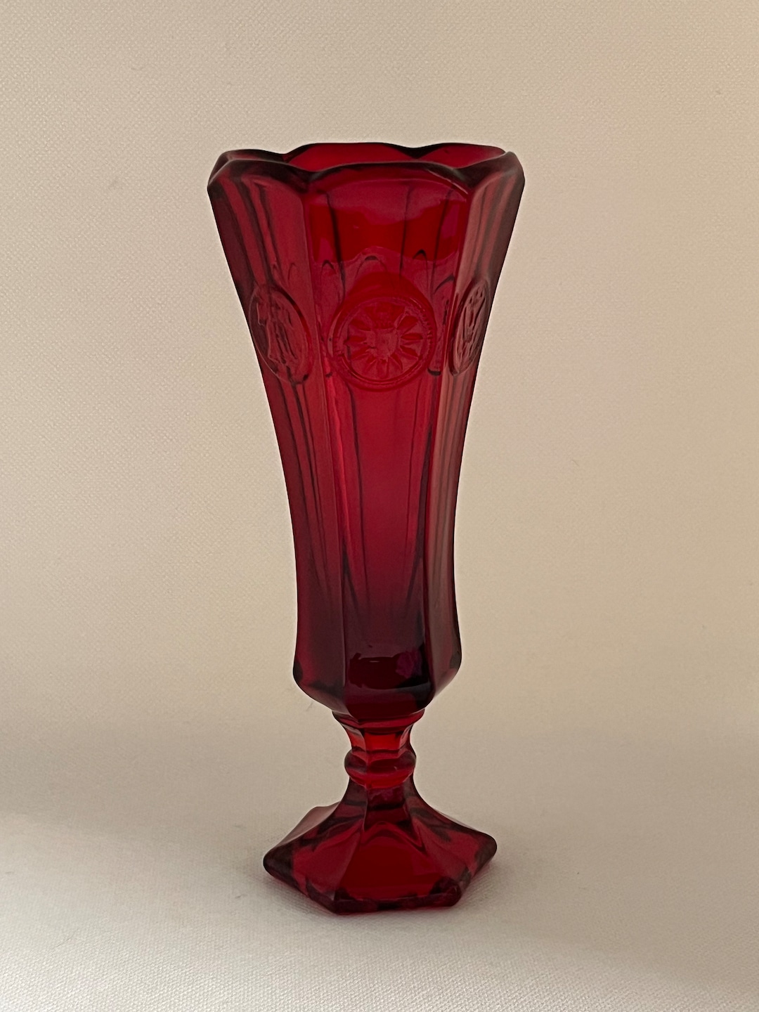 Vintage Fostoria Red Ruby Coin Vase - Etsy