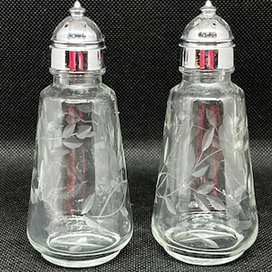 Vintage Salt and Pepper Shakers Princess House Etched Floral Pattern - Etsy