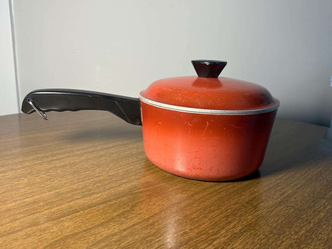 Vintage Club Cook Ware Aluminum Red Color - 1 Quart Sauce Pan Pot With ...