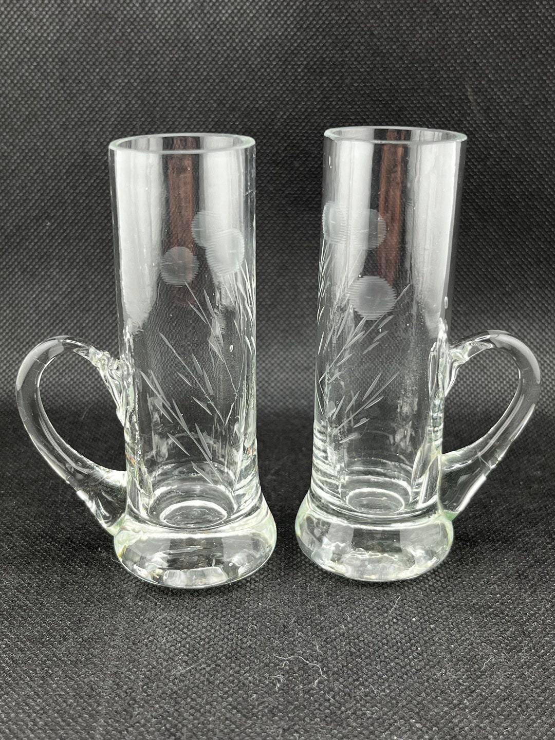 Pasabahce Etched Shot Glass With Handle, Vintage Made in Turkey Set of ...