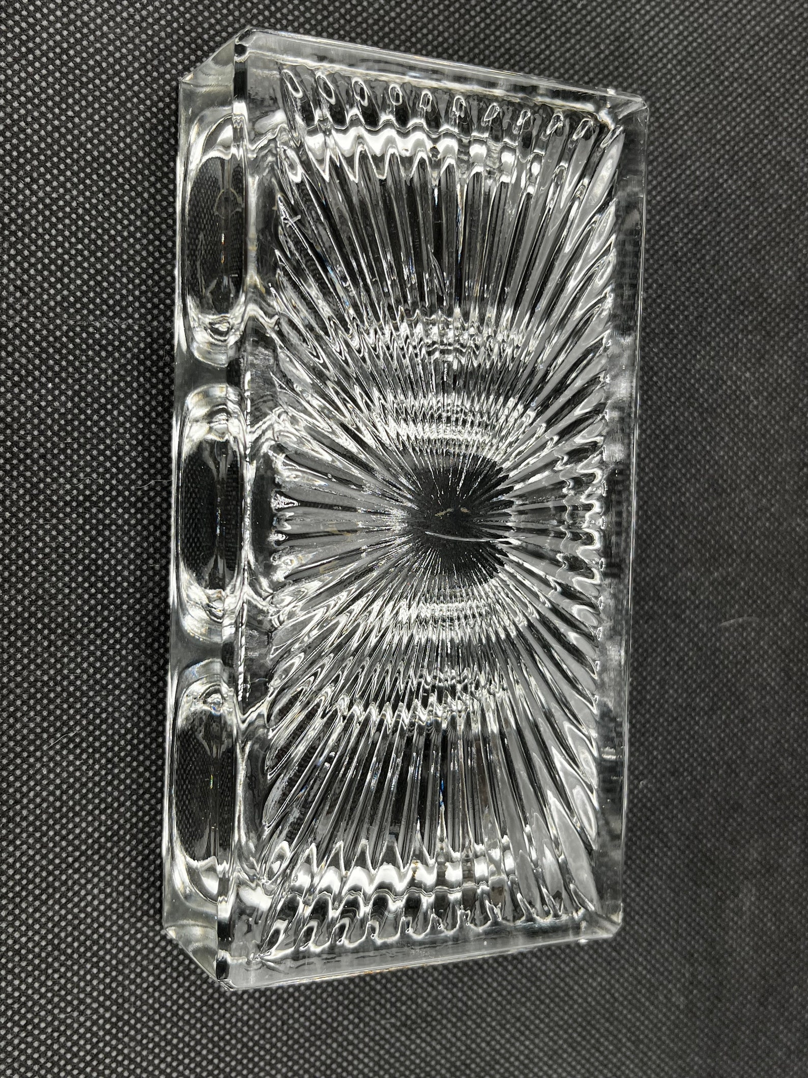 Vintage Glass Triple Section Starburst Pattern Glass Rectangle ...