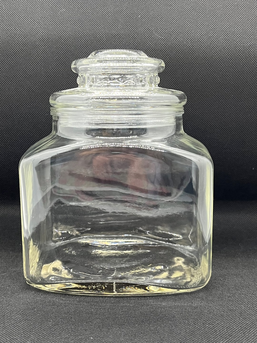 Vintage Clear Glass Jar Canister Apothecary Rectangle Shaped With Lid ...