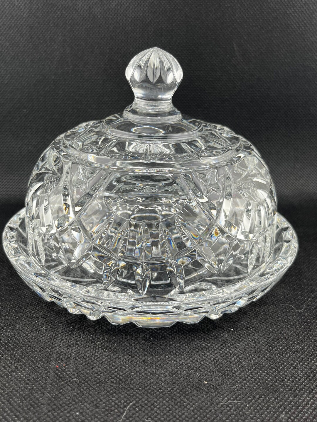 Vintage Bombay Crystal Lidded Cheese Plate - Etsy