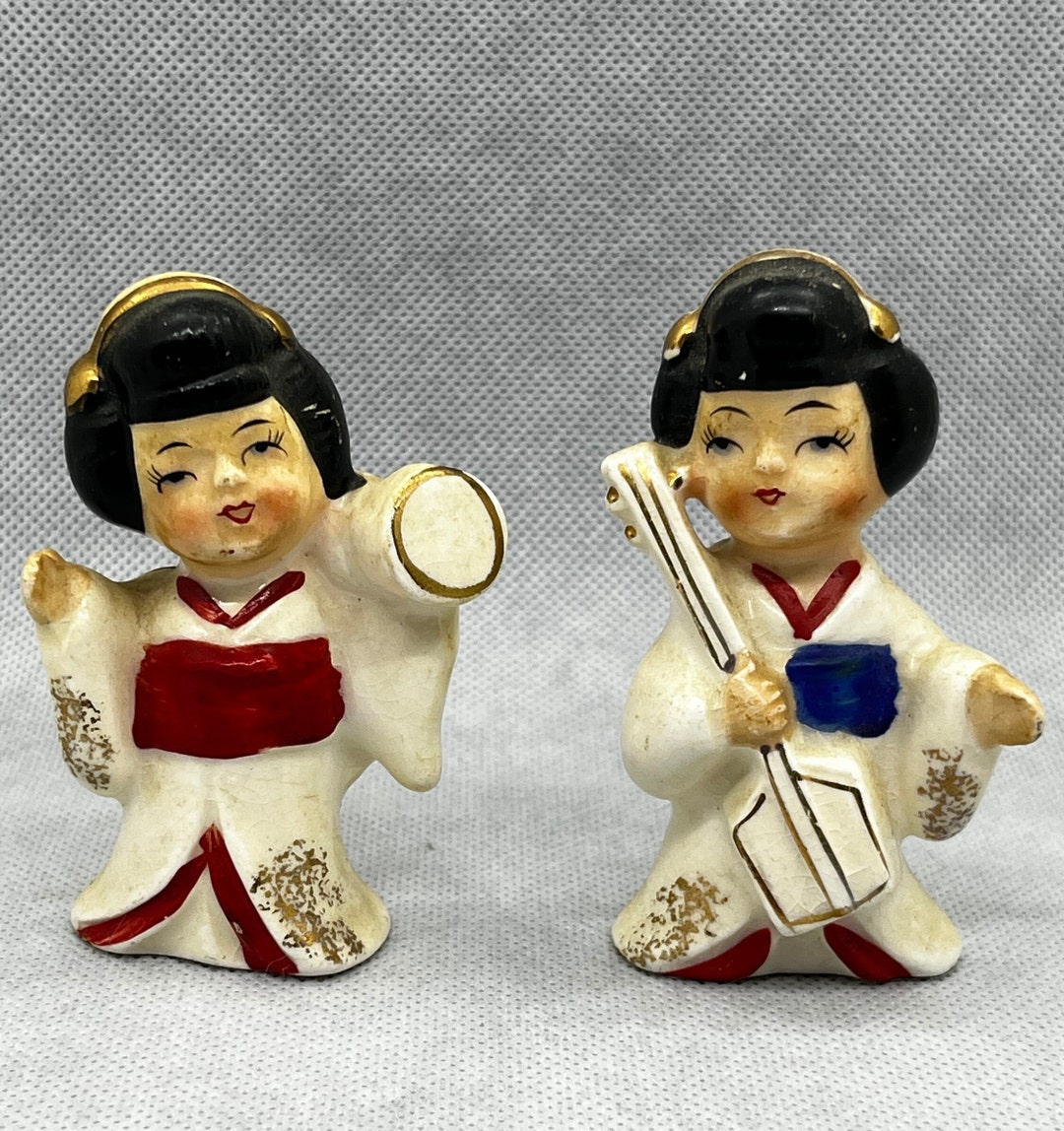 Vintage Geisha Girls Mini Figurines, Miniature Japan Figures Ceramic - Etsy