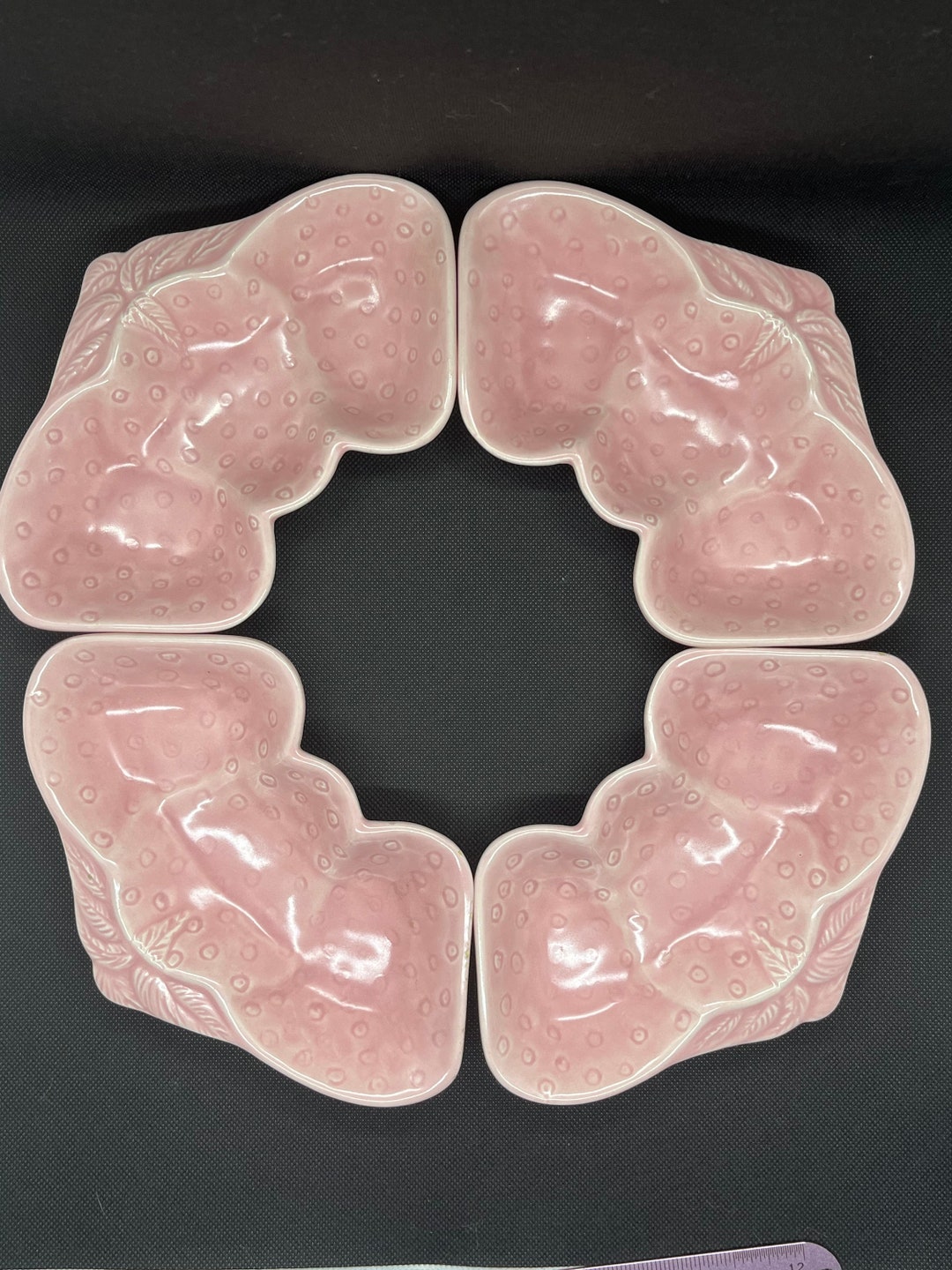 Pink Strawberry Dishes Made by Belmar Pottery in California Set of 4 - Etsy