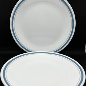Vintage Corelle Indigo Dinnerware - Dinner Plates Blue & Grey Stripe ...