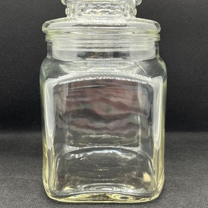 Vintage Clear Glass Jar Canister Apothecary Rectangle Shaped With Lid ...
