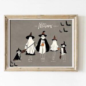 Personalized Halloween Family Portrait, Printable Wall Art, Ghost and ...