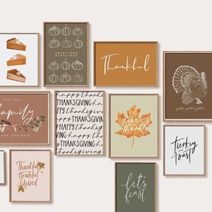 Thanksgiving Gallery Wall Art Print Set, 11 Prints, Printable Wall Art ...
